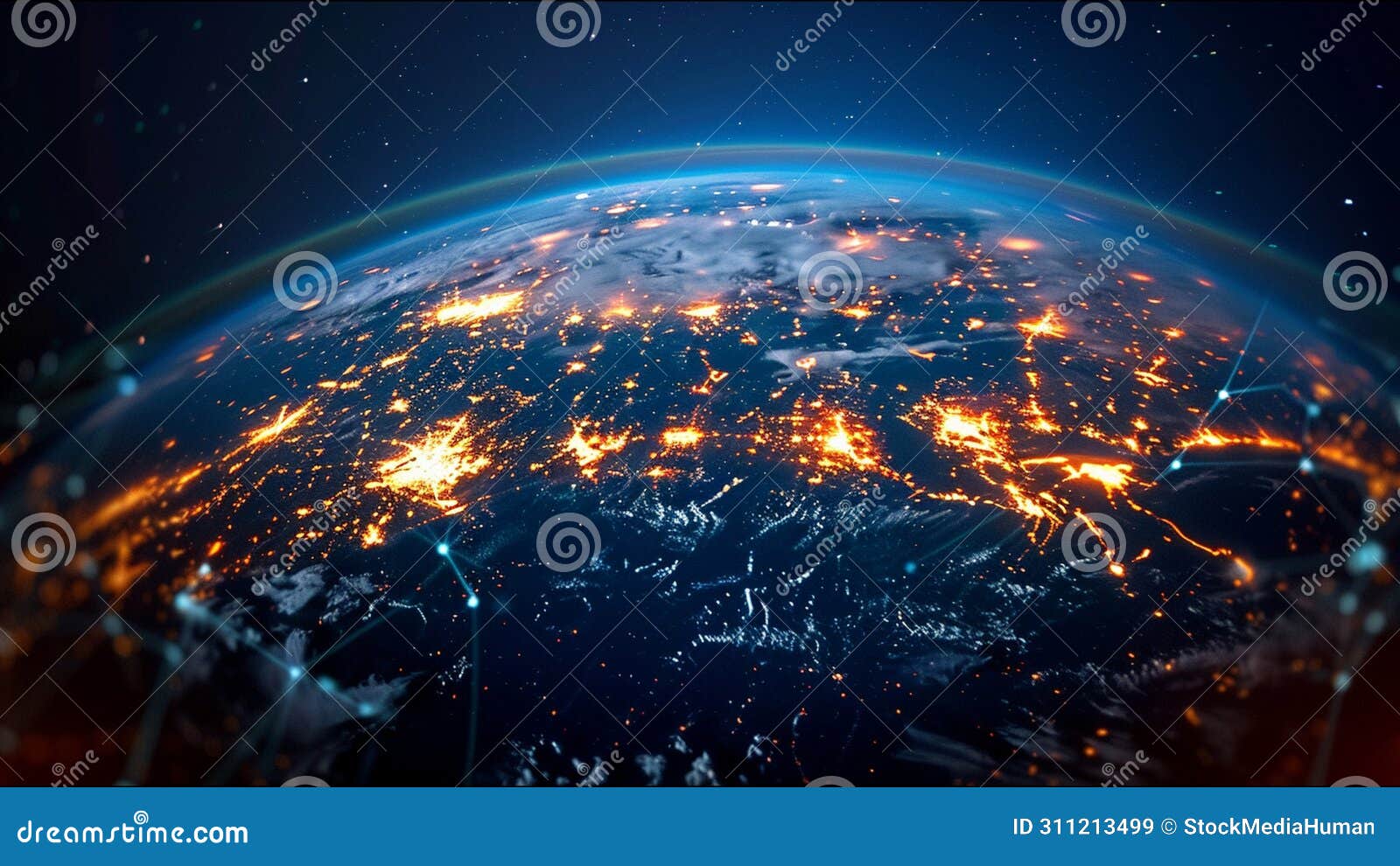 Globe Earth Interconnected Global Visualization Whole Planet Stock ...