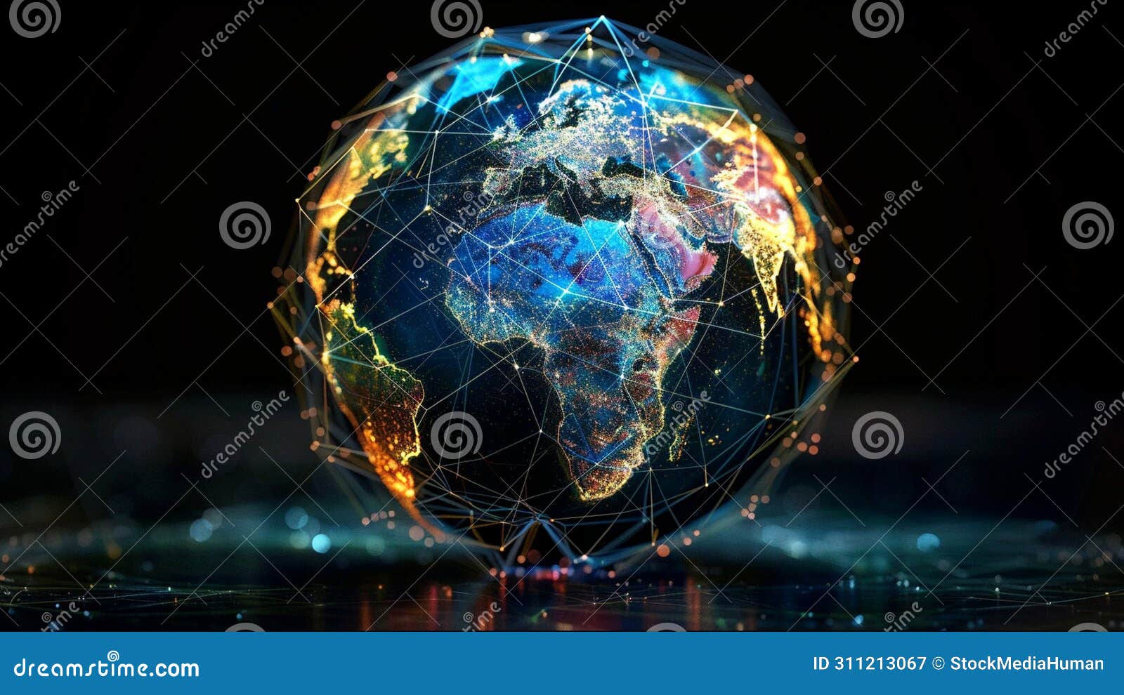 Globe Earth Interconnected Global Visualization Whole Planet Stock ...
