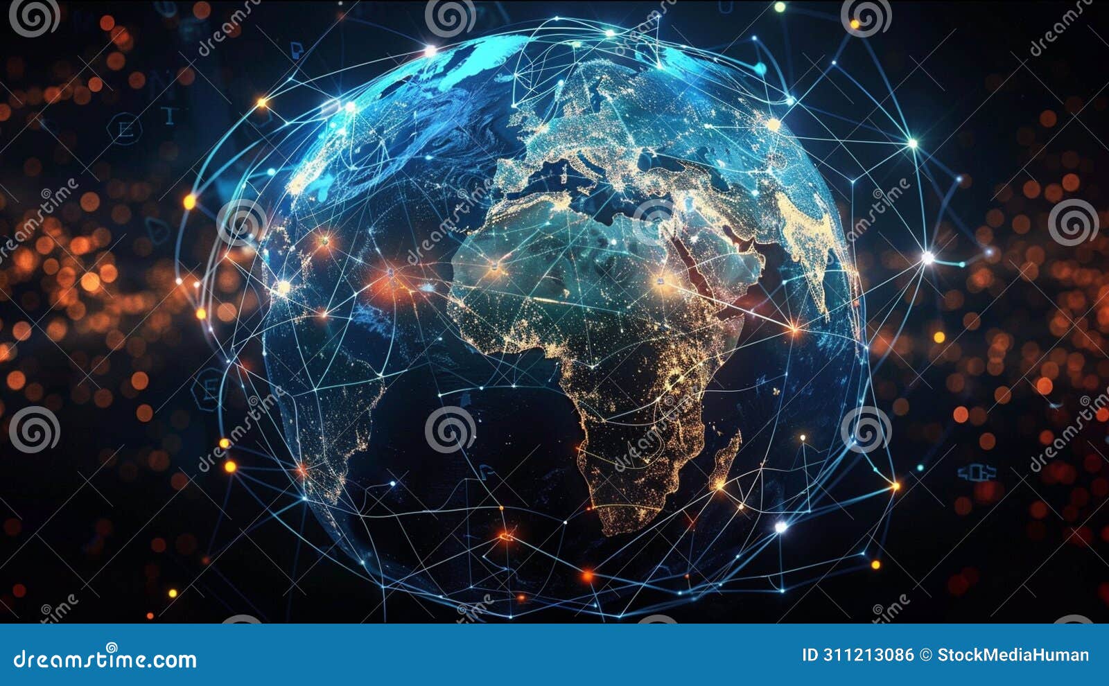 Globe Earth Interconnected Global Visualization Whole Planet Stock ...