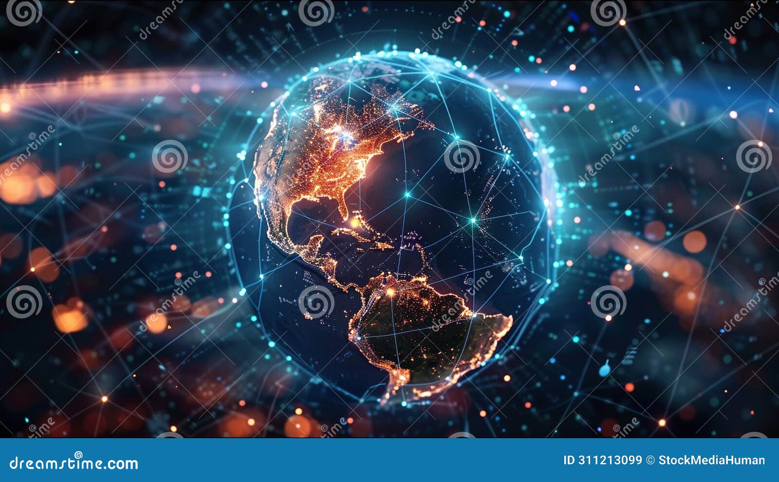 Globe Earth Interconnected Global Visualization Whole Planet Stock ...