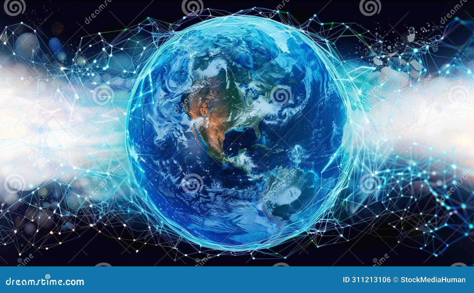 Globe Earth Interconnected Global Visualization Whole Planet Stock ...