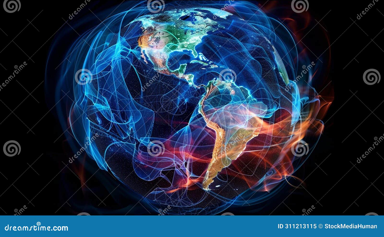 Globe Earth Interconnected Global Visualization Whole Planet Stock ...