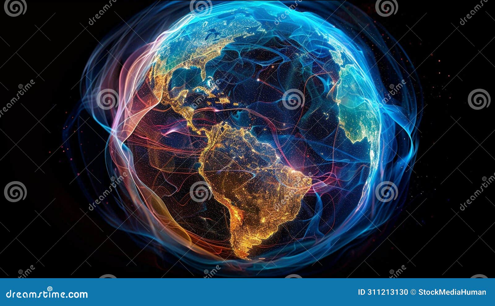 Globe Earth Interconnected Global Visualization Whole Planet Stock ...