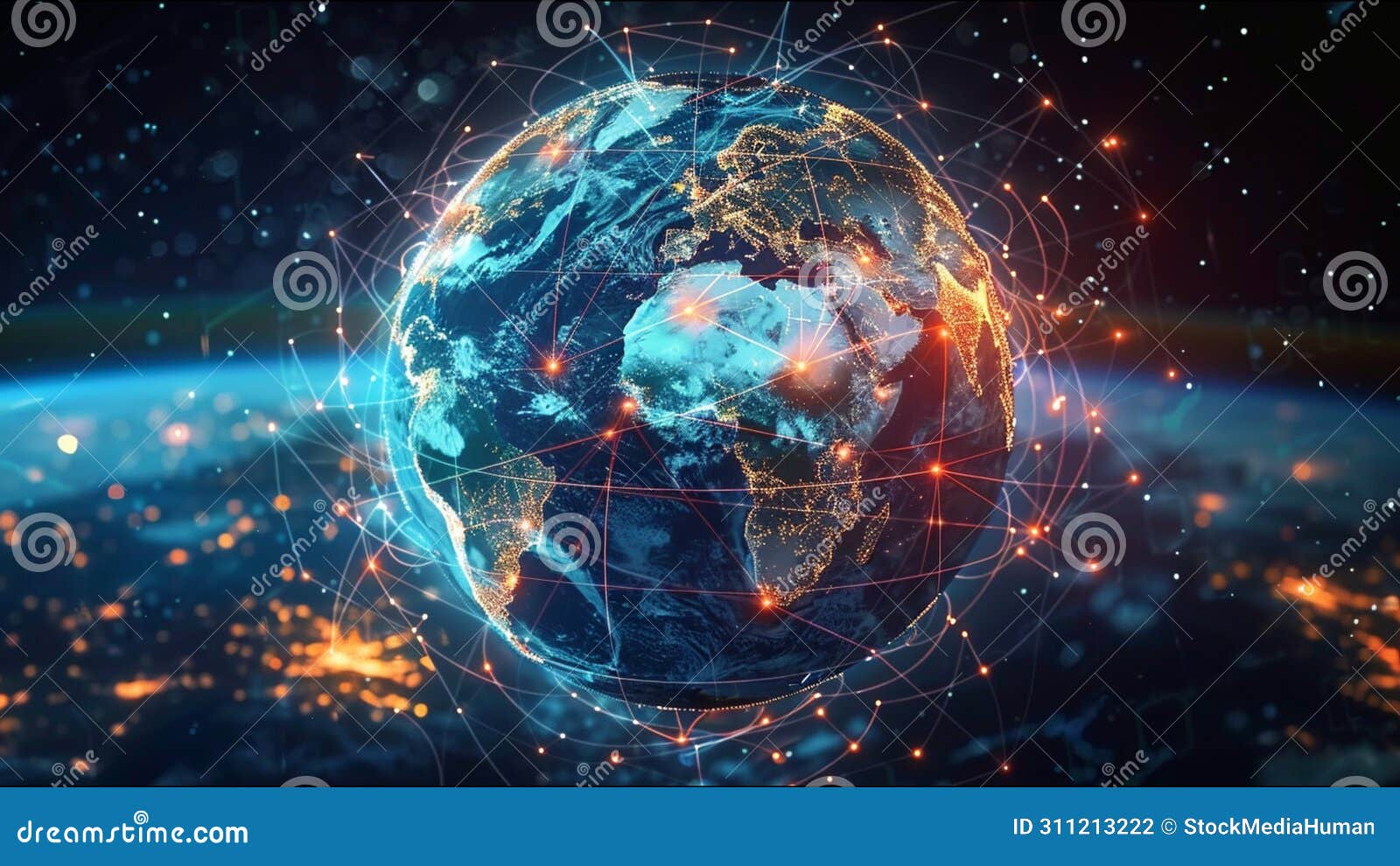 Globe Earth Interconnected Global Visualization Whole Planet Stock ...