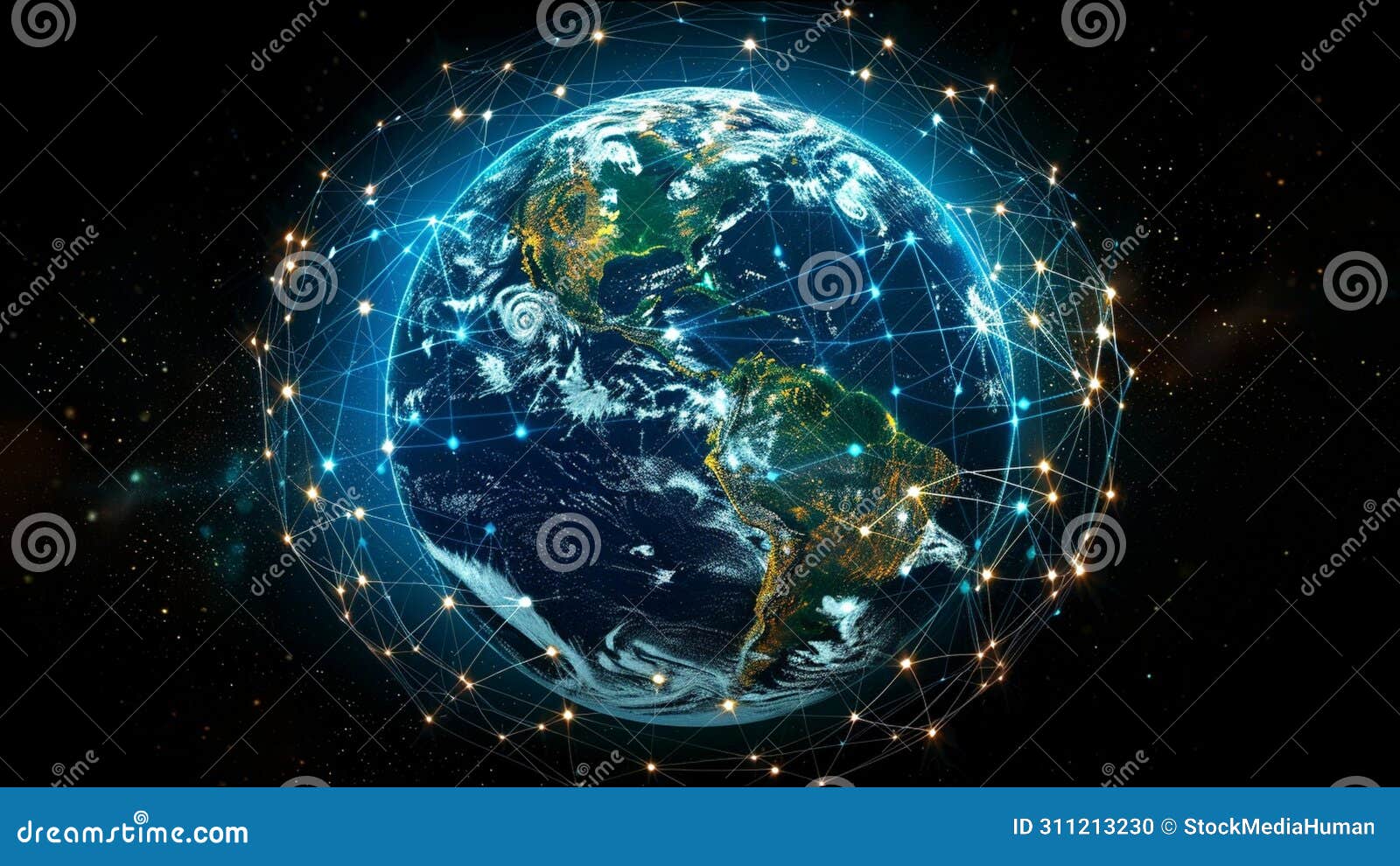 Globe Earth Interconnected Global Visualization Whole Planet Stock ...