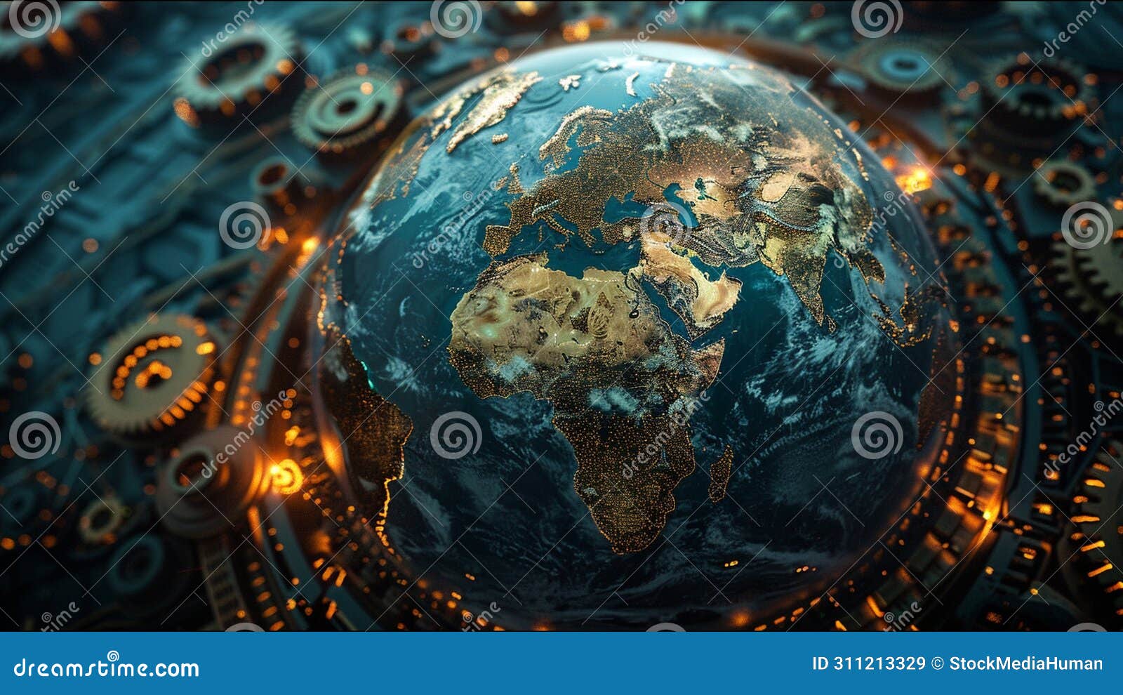 Globe Earth Interconnected Global Visualization Whole Planet Stock ...