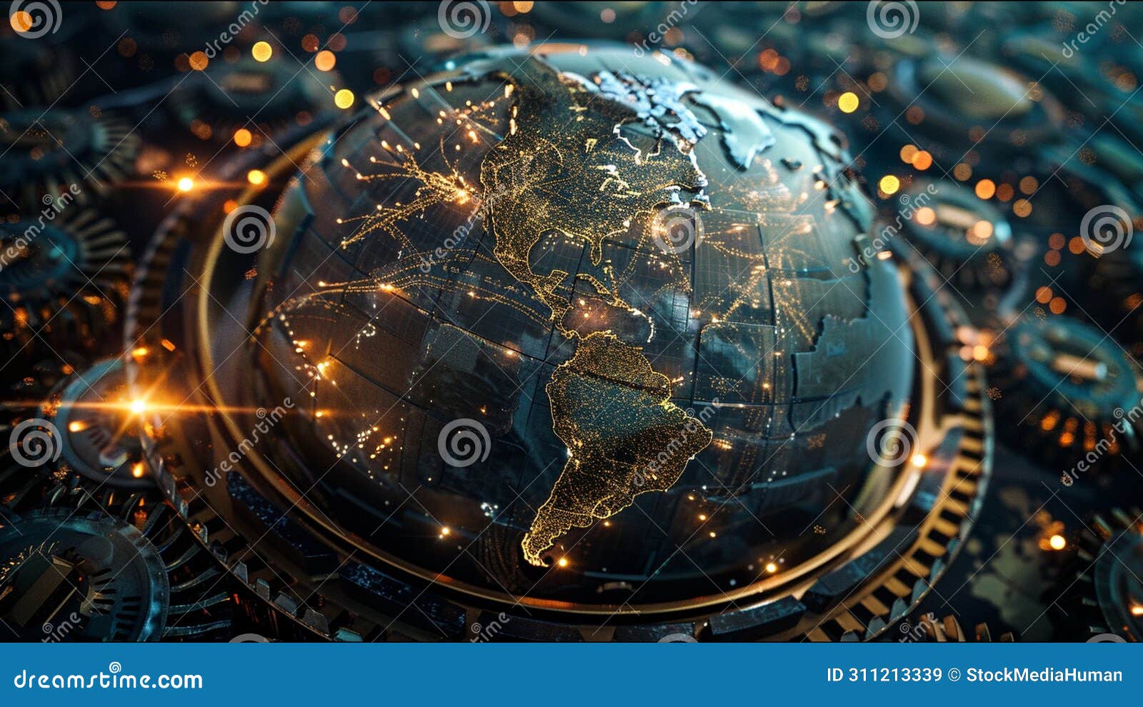 Globe Earth Interconnected Global Visualization Whole Planet Stock ...