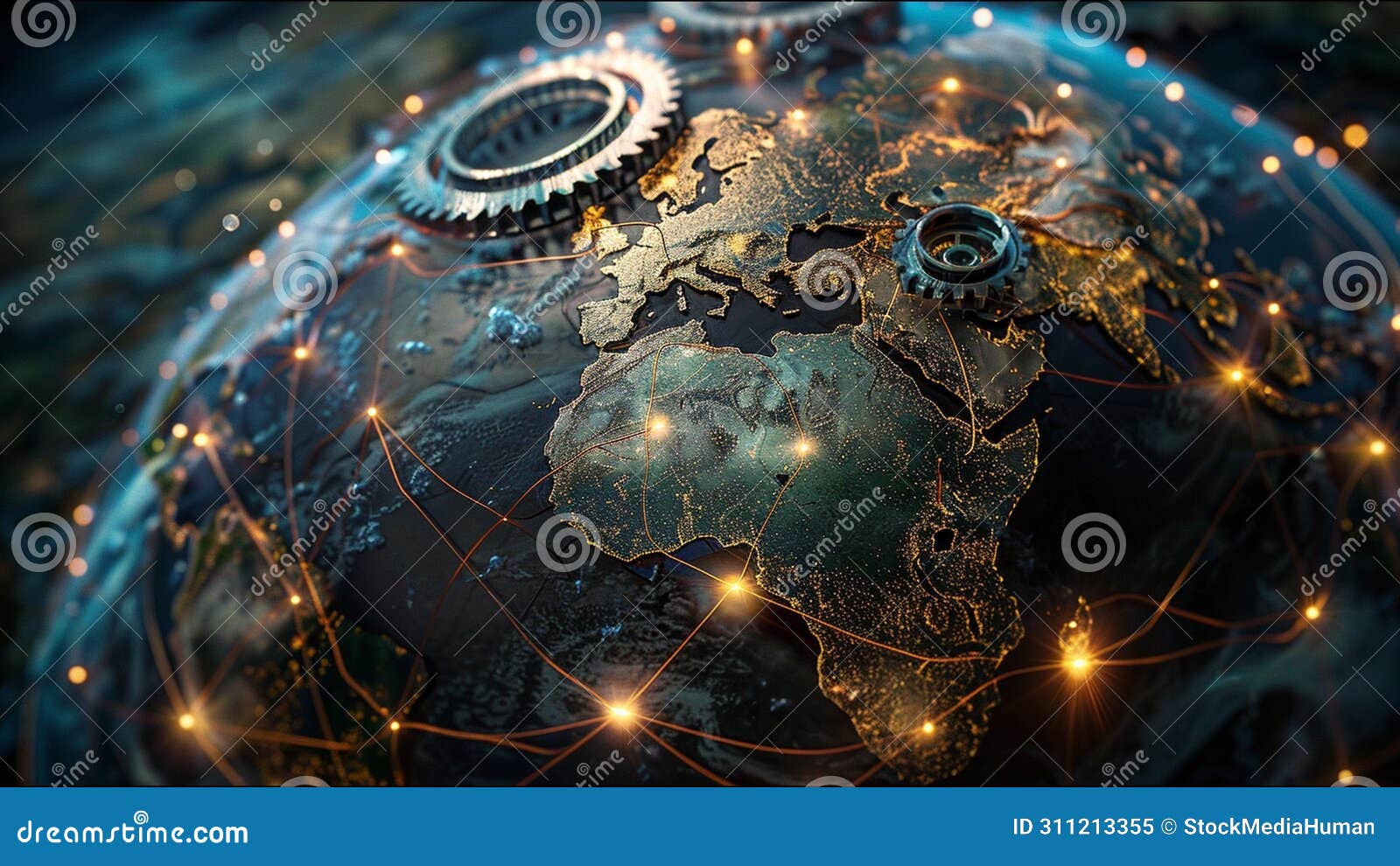 Globe Earth Interconnected Global Visualization Whole Planet Stock ...