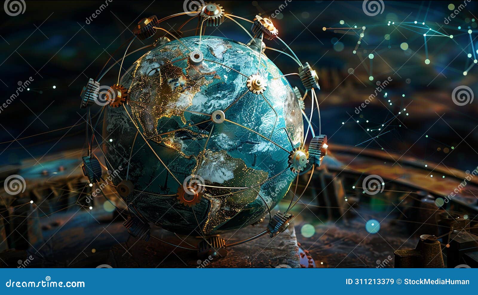 Globe Earth Interconnected Global Visualization Whole Planet Stock ...