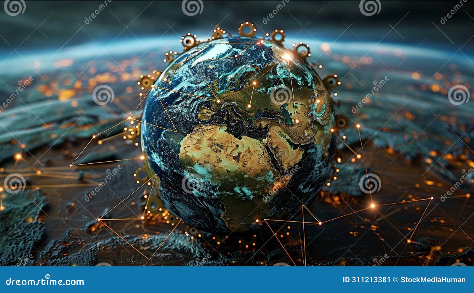 Globe Earth Interconnected Global Visualization Whole Planet Stock ...