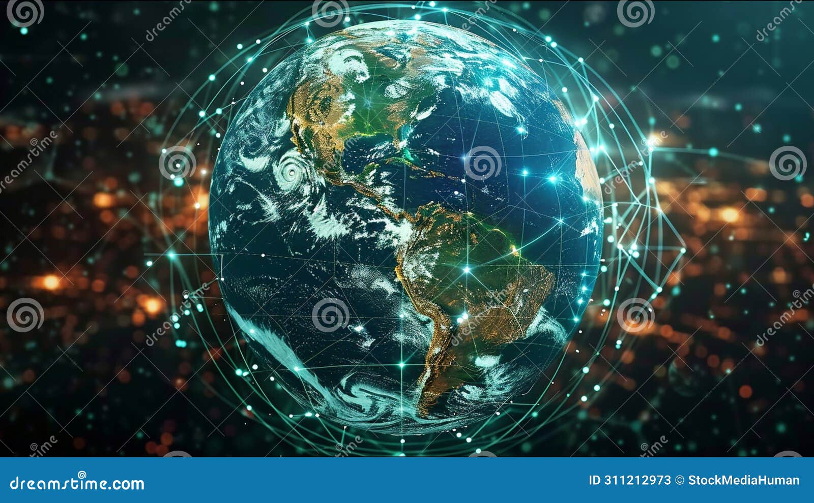 Globe Earth Interconnected Global Visualization Whole Planet Stock ...