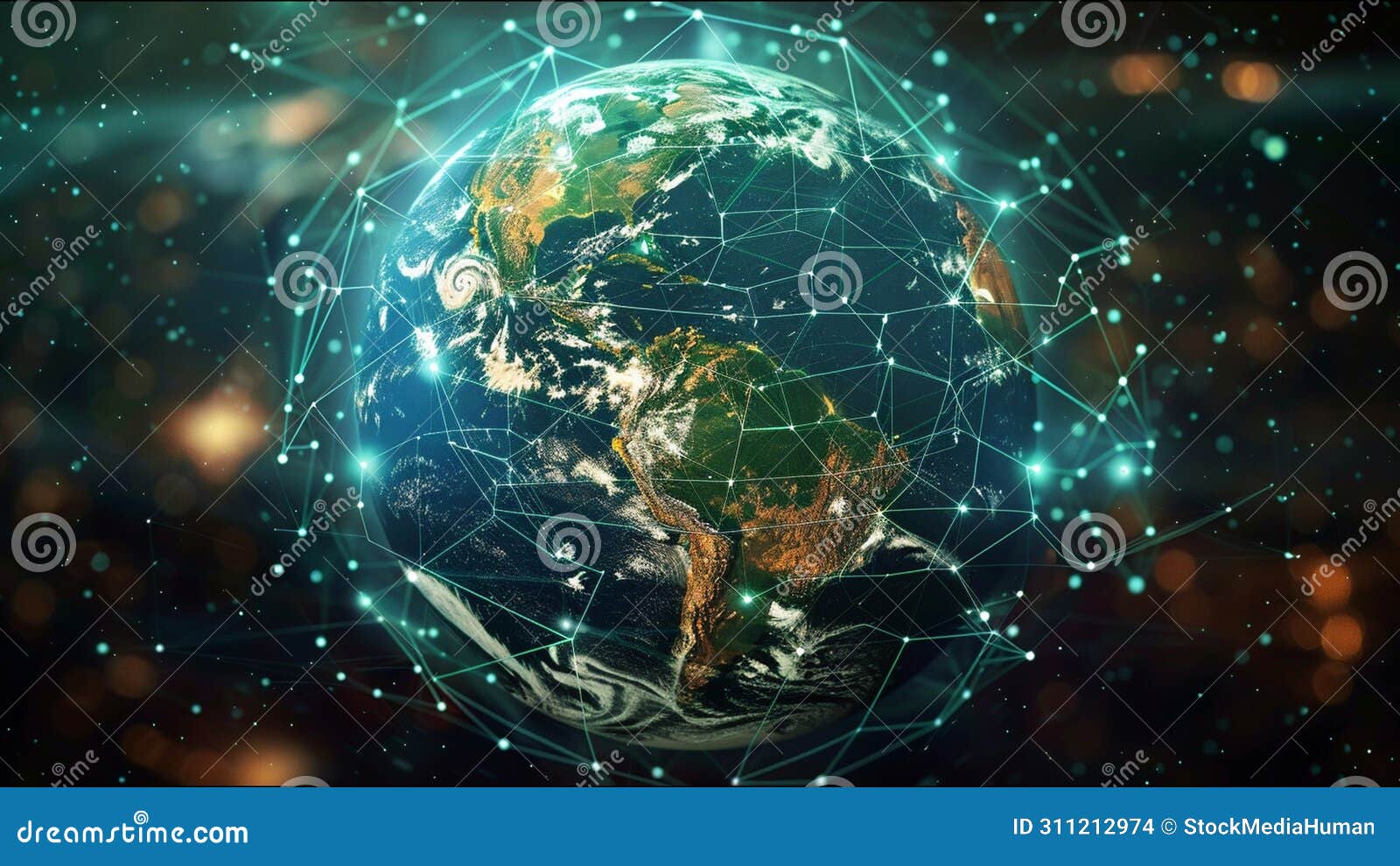 Globe Earth Interconnected Global Visualization Whole Planet Stock ...