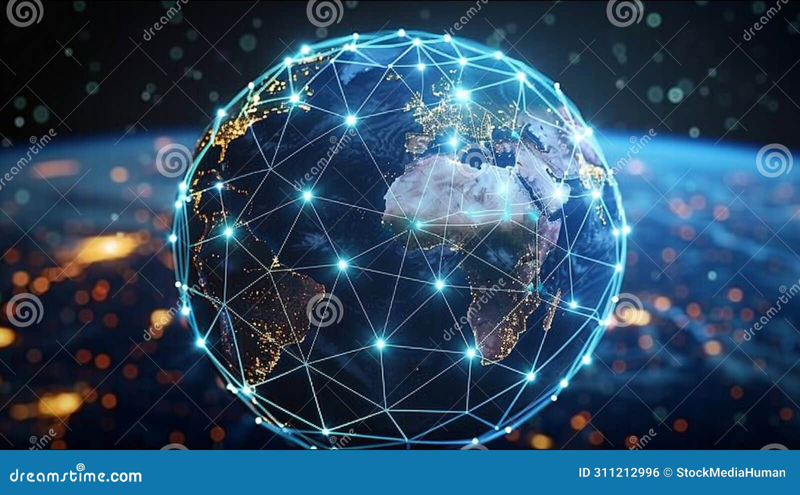 Globe Earth Interconnected Global Visualization Whole Planet Stock ...