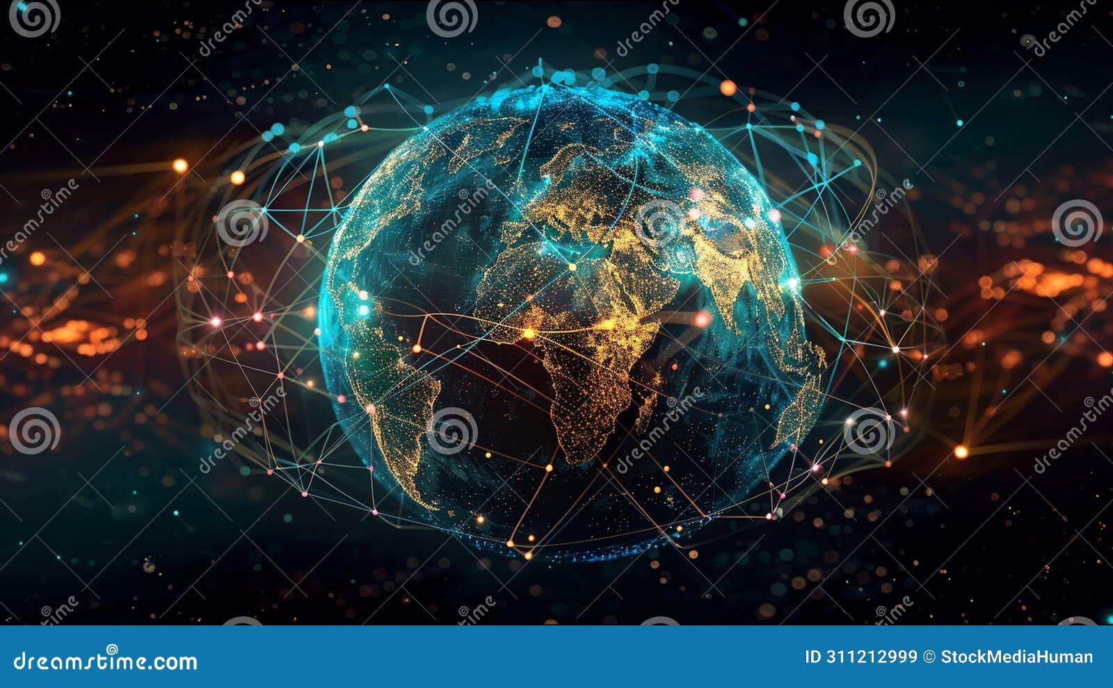 Globe Earth Interconnected Global Visualization Whole Planet Stock ...