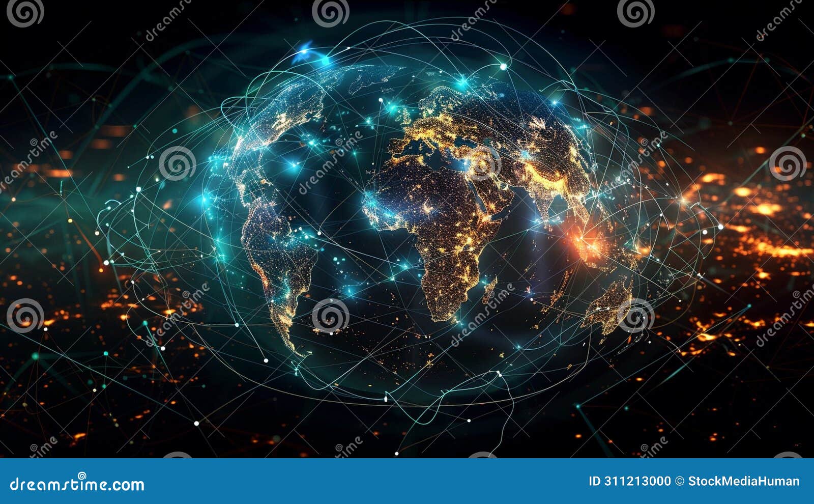 Globe Earth Interconnected Global Visualization Whole Planet Stock ...