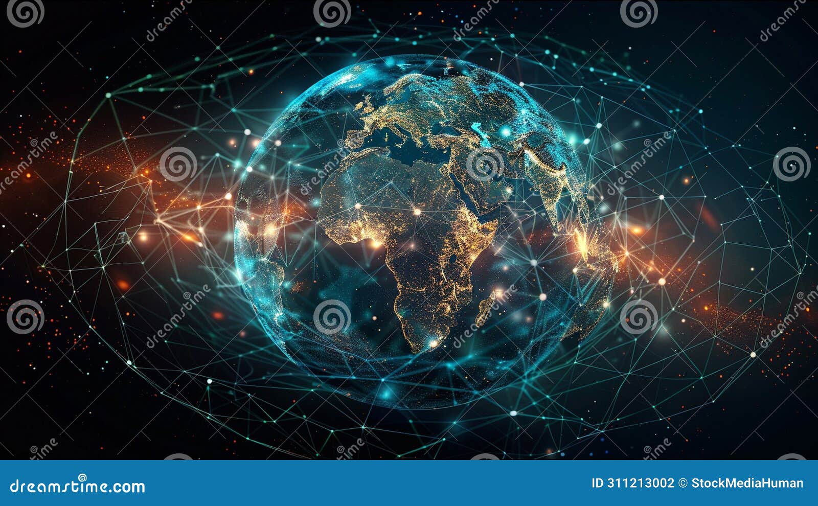 Globe Earth Interconnected Global Visualization Whole Planet Stock ...