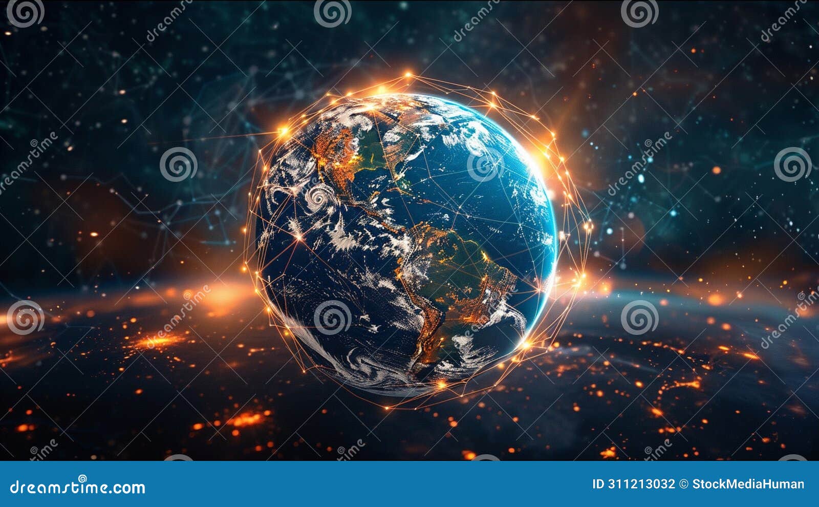 Globe Earth Interconnected Global Visualization Whole Planet Stock ...