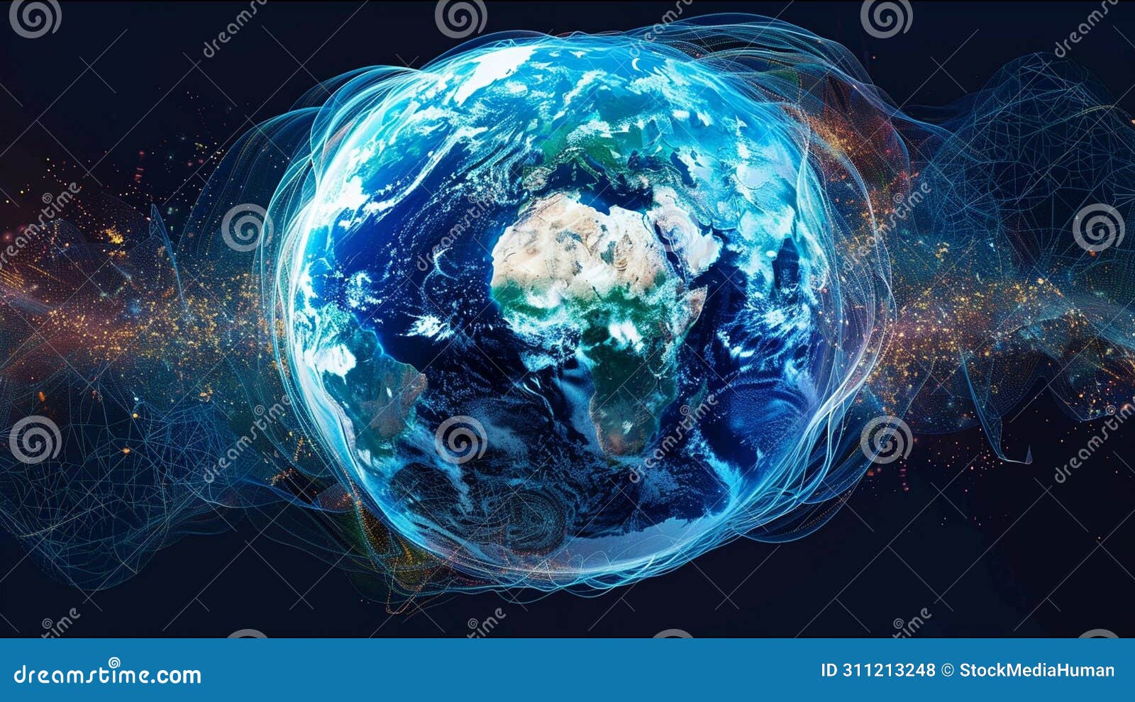 Globe Earth Interconnected Global Visualization Whole Planet Stock ...