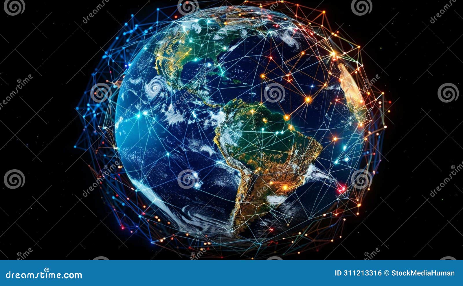 Globe Earth Interconnected Global Visualization Whole Planet Stock ...