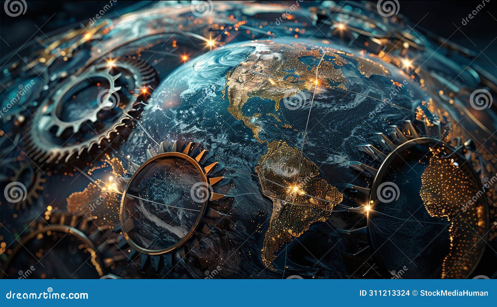 Globe Earth Interconnected Global Visualization Whole Planet Stock ...