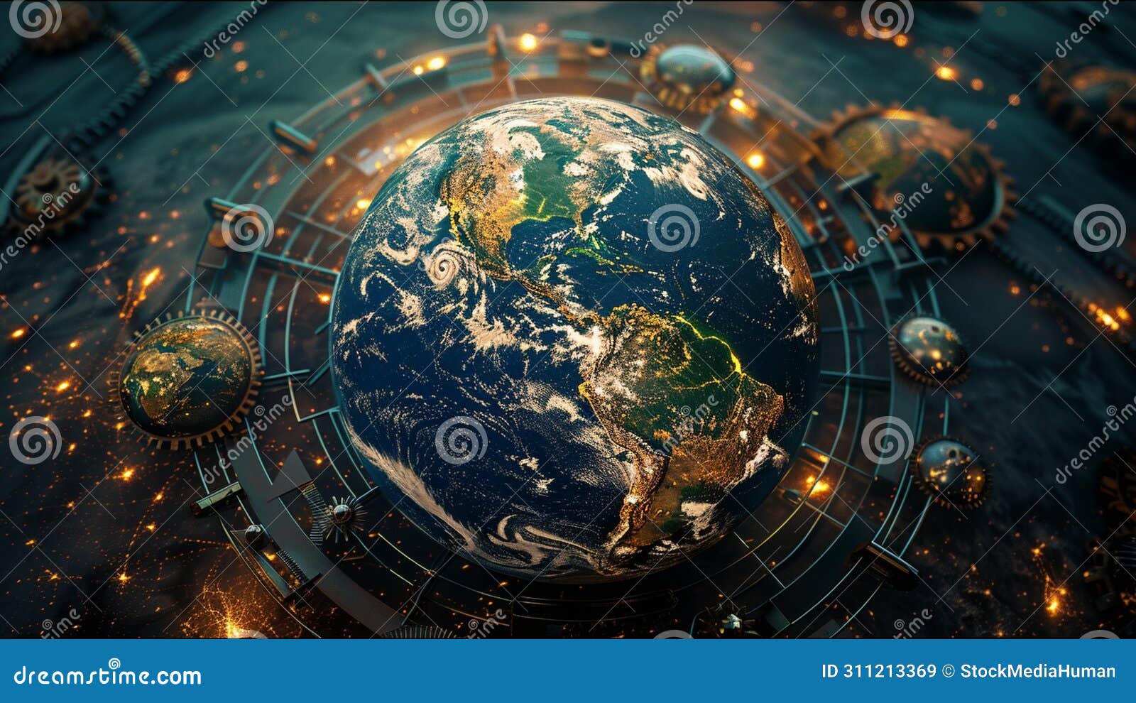 Globe Earth Interconnected Global Visualization Whole Planet Stock ...