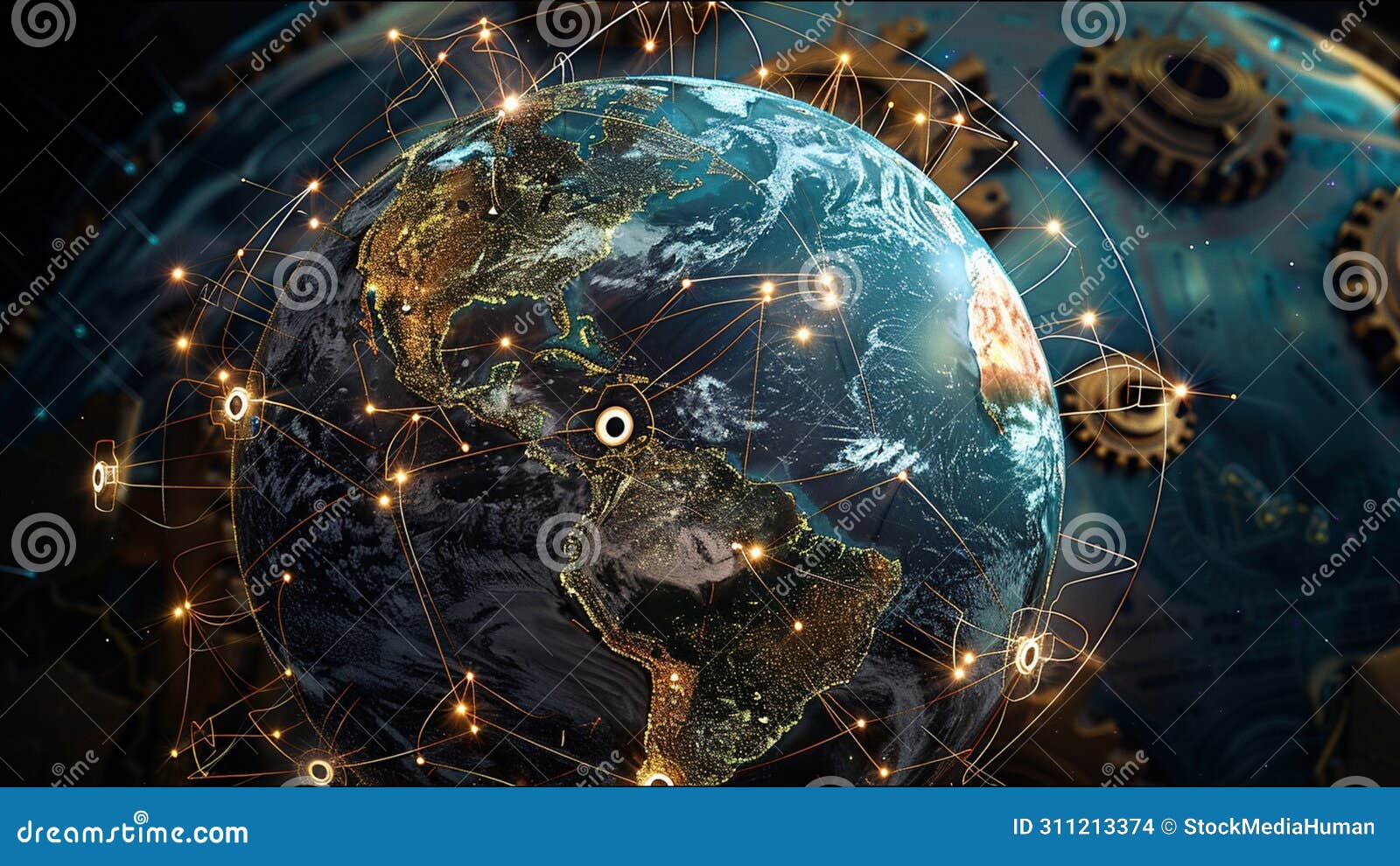 Globe Earth Interconnected Global Visualization Whole Planet Stock ...