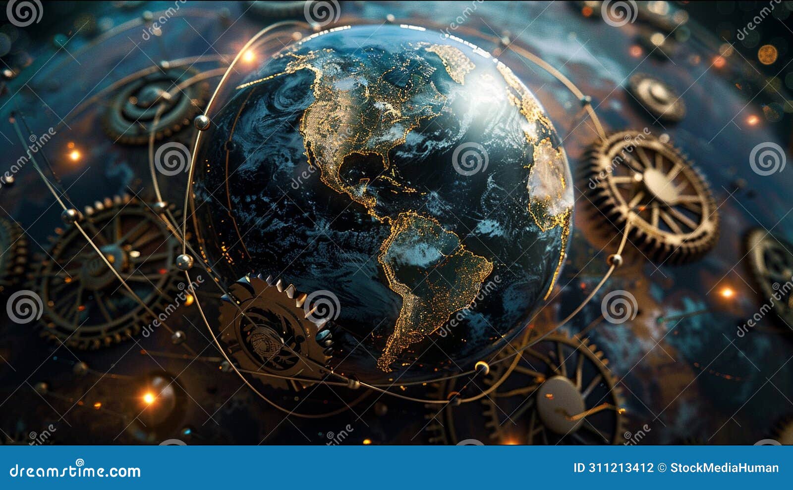 Globe Earth Interconnected Global Visualization Whole Planet Stock ...