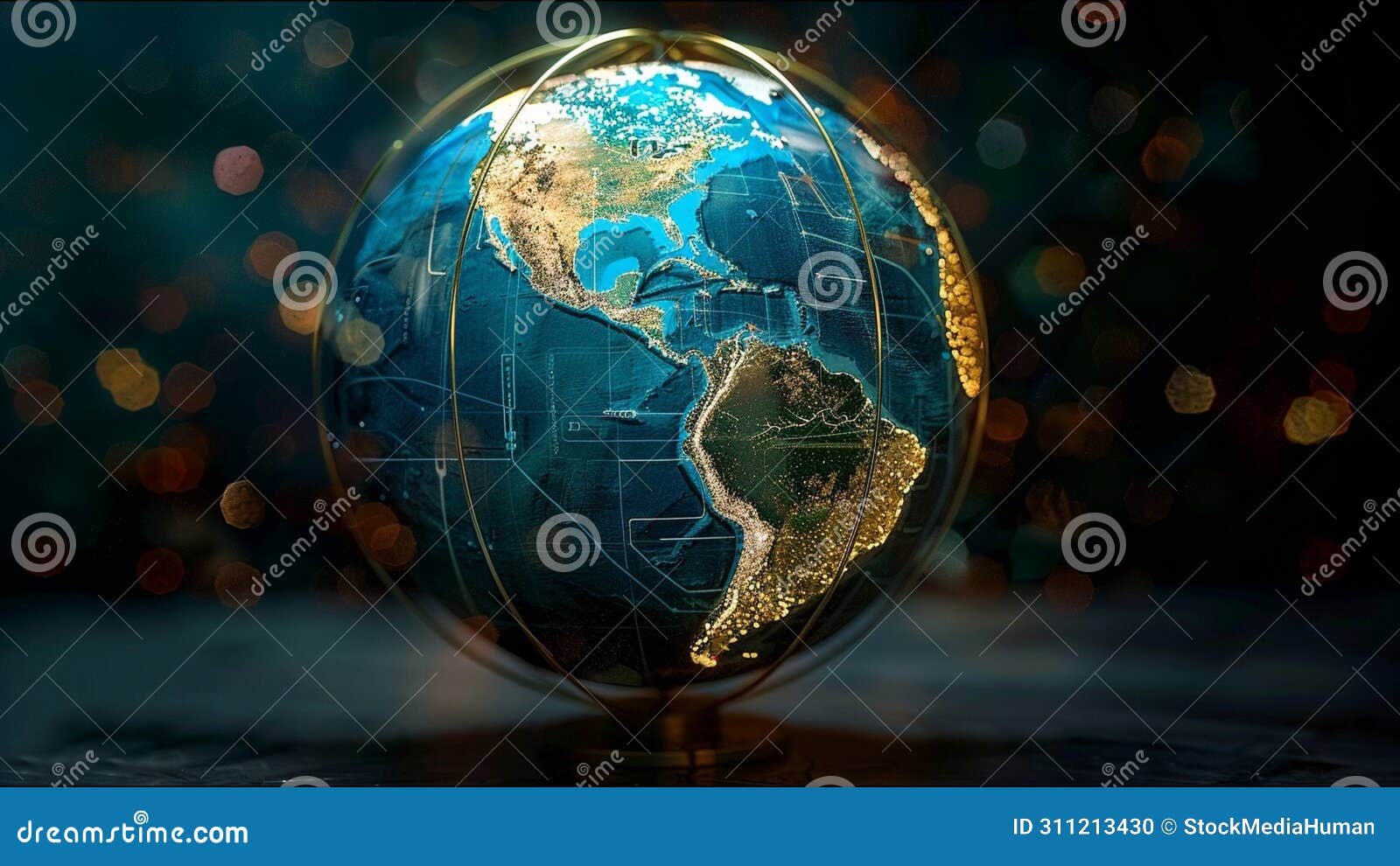 Globe Earth Interconnected Global Visualization Whole Planet Stock ...