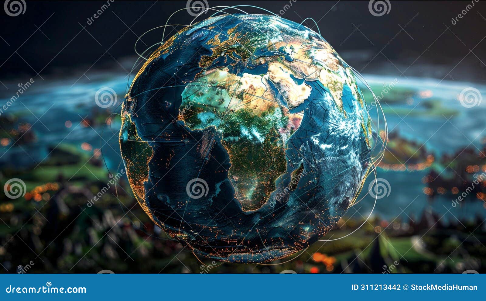 Globe Earth Interconnected Global Visualization Whole Planet Stock ...