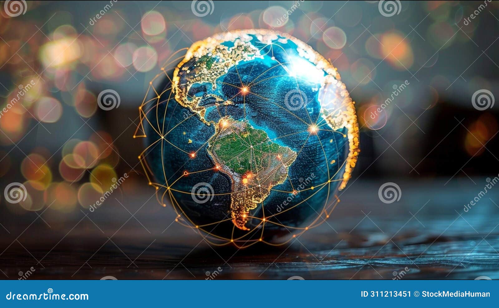 Globe Earth Interconnected Global Visualization Whole Planet Stock ...