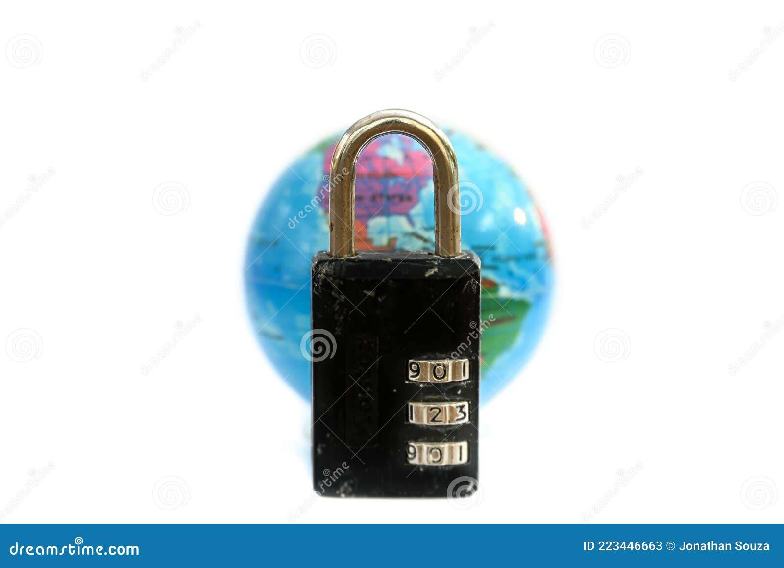 Combination lock and globe stock image. Image of combination - 223446663
