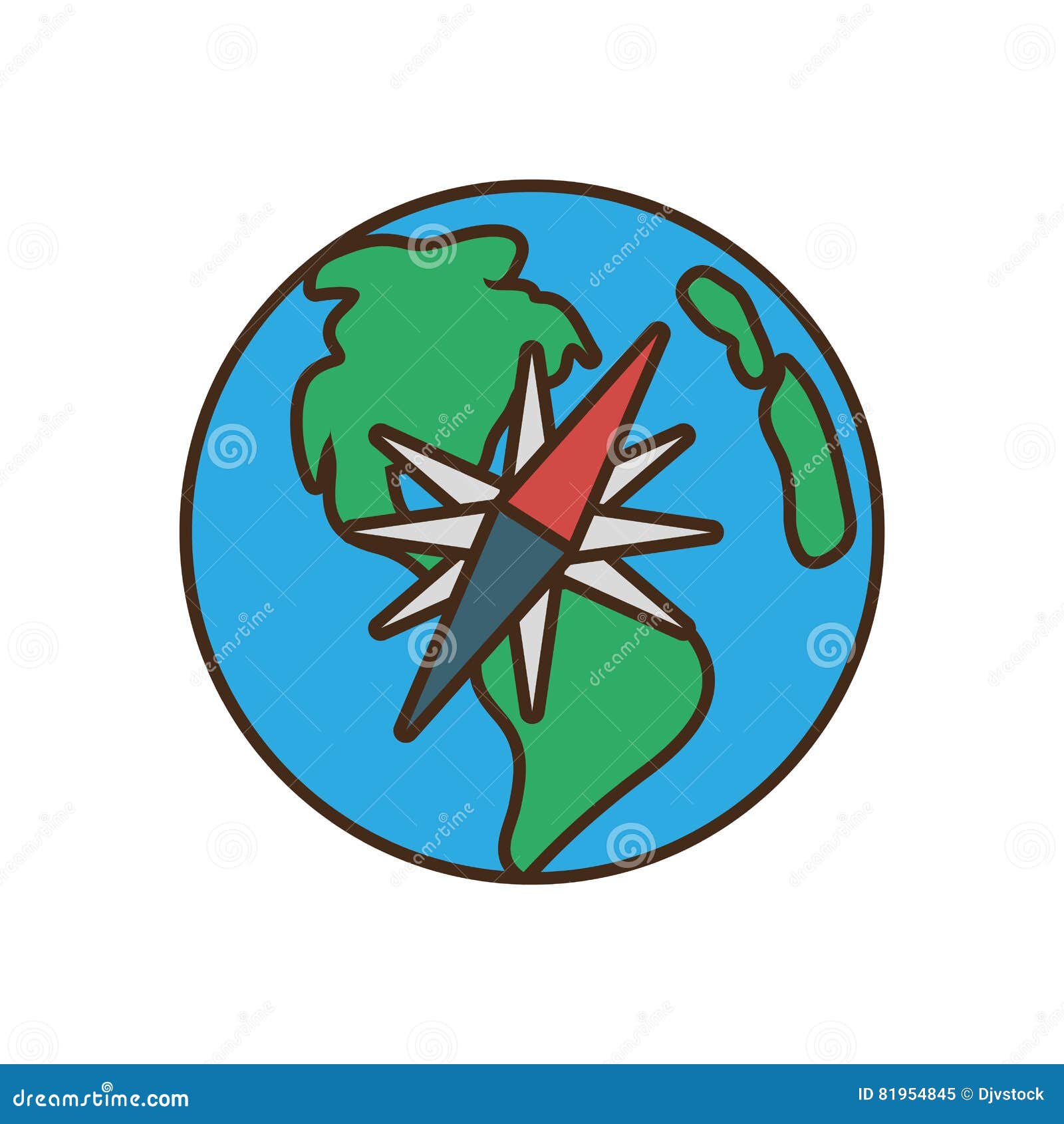 Globe Earth Map Compass Traveling Cartoon Vector | CartoonDealer.com ...