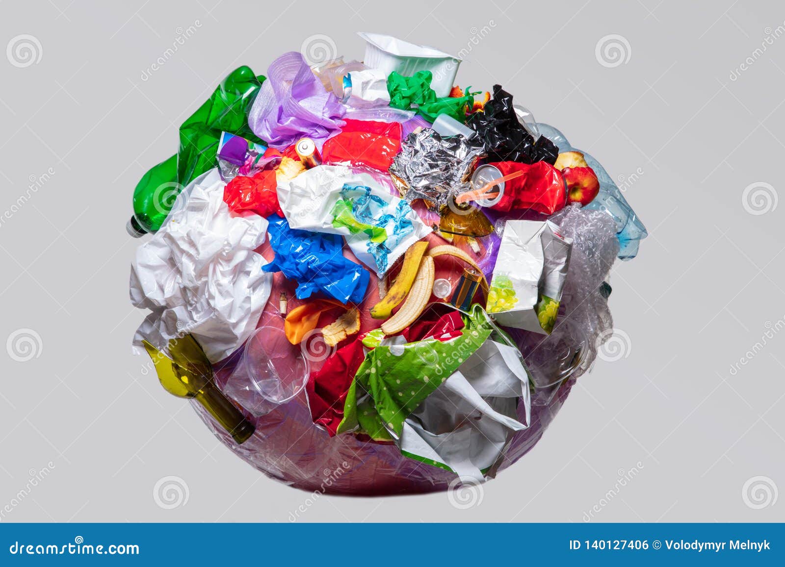 A Globe Of The Earth With Trash Over White Background, The Concept Of ...