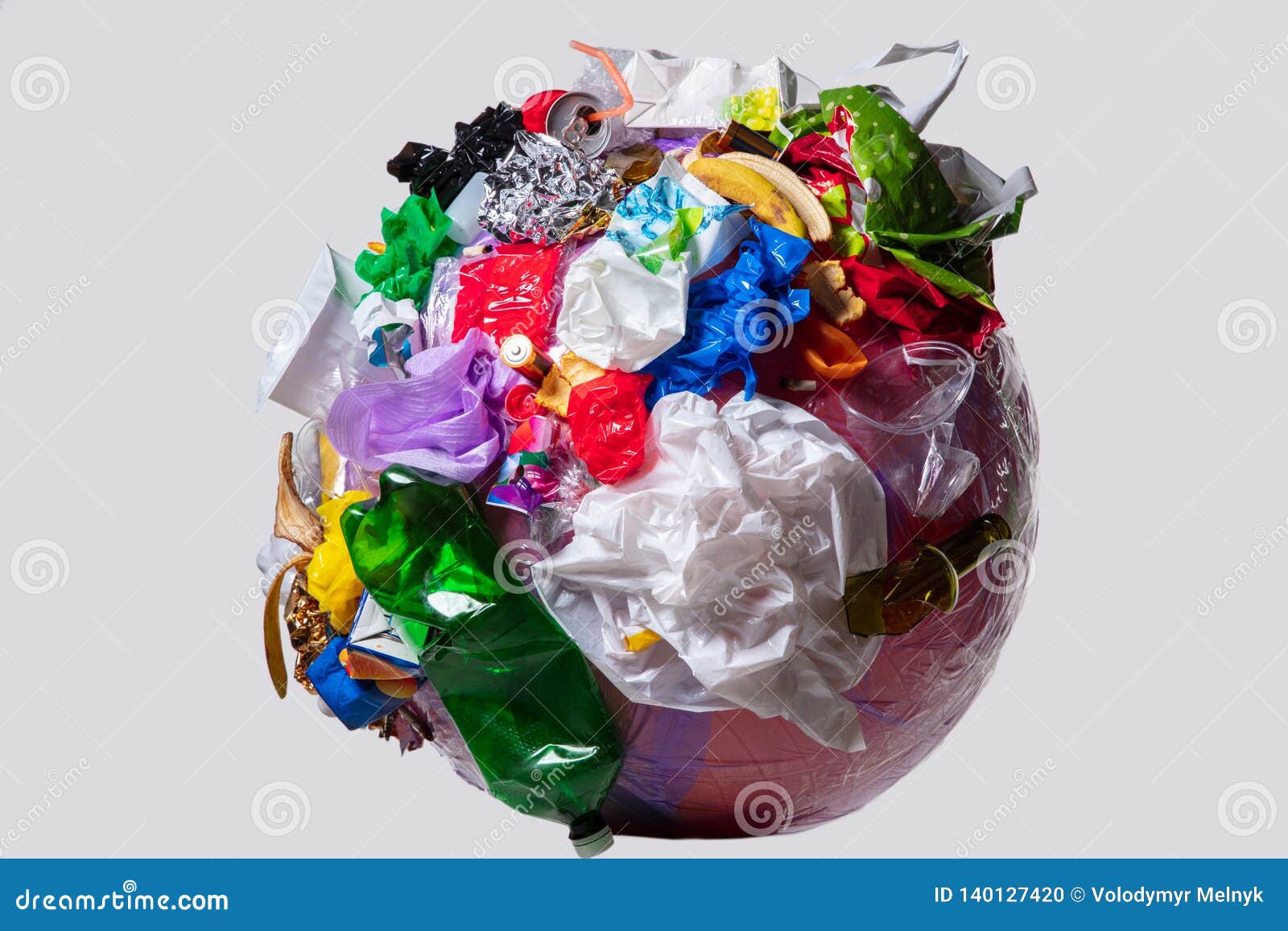 A Globe of the Earth with Trash Over White Background, the Concept of ...