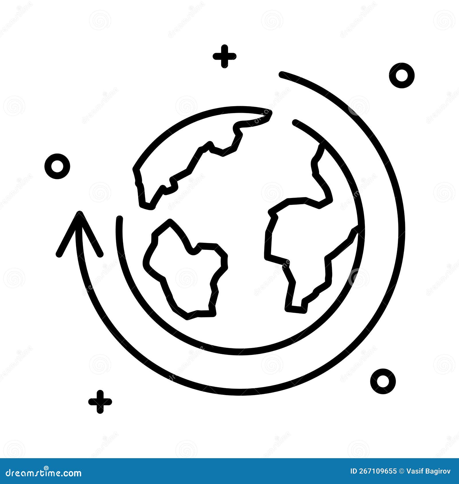 Globe Earth Vector Icon on Transparent Background. Outline Globe Earth ...