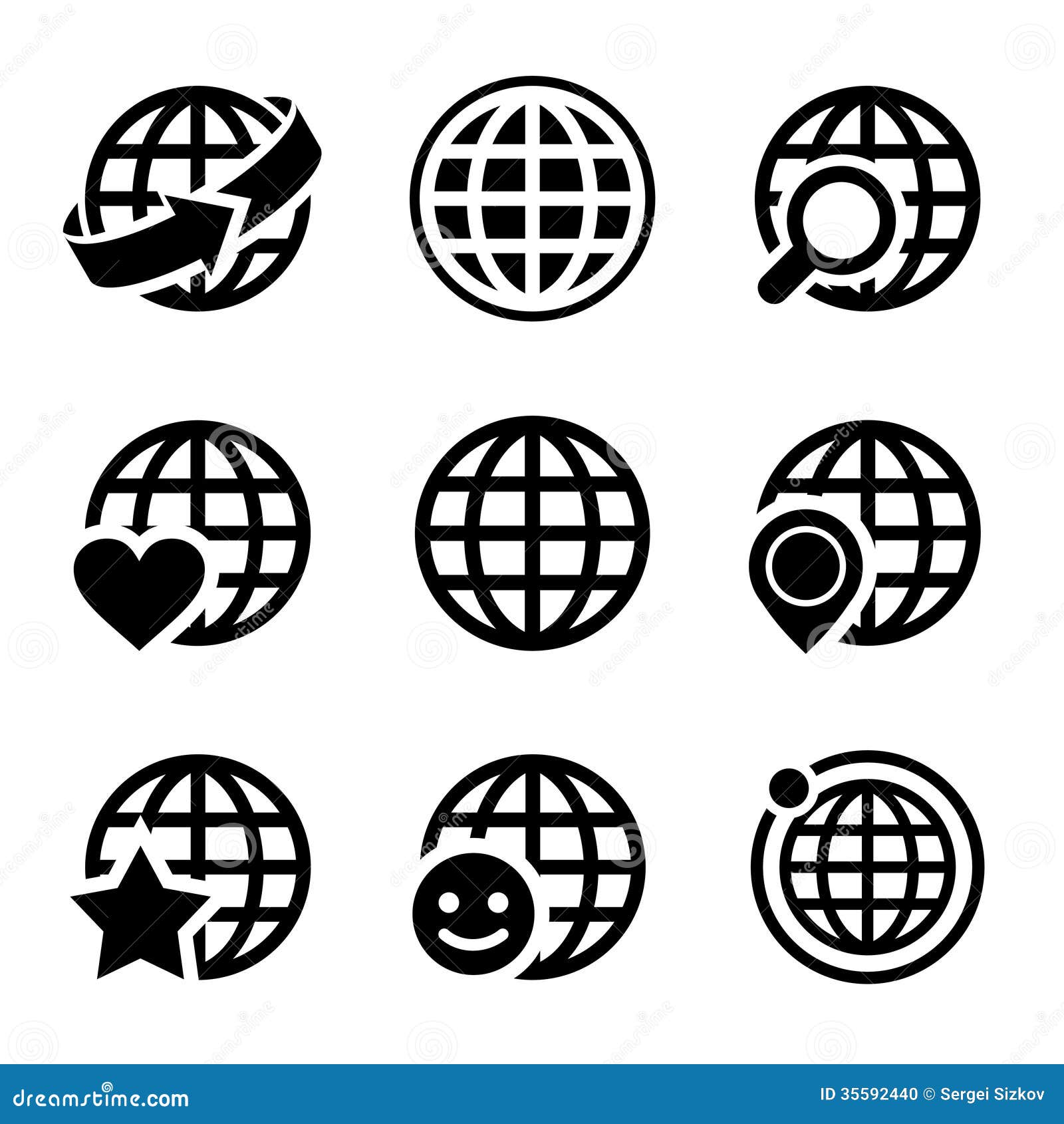 Globe Earth Vector Icons Set Stock Vector - Illustration of clean ...