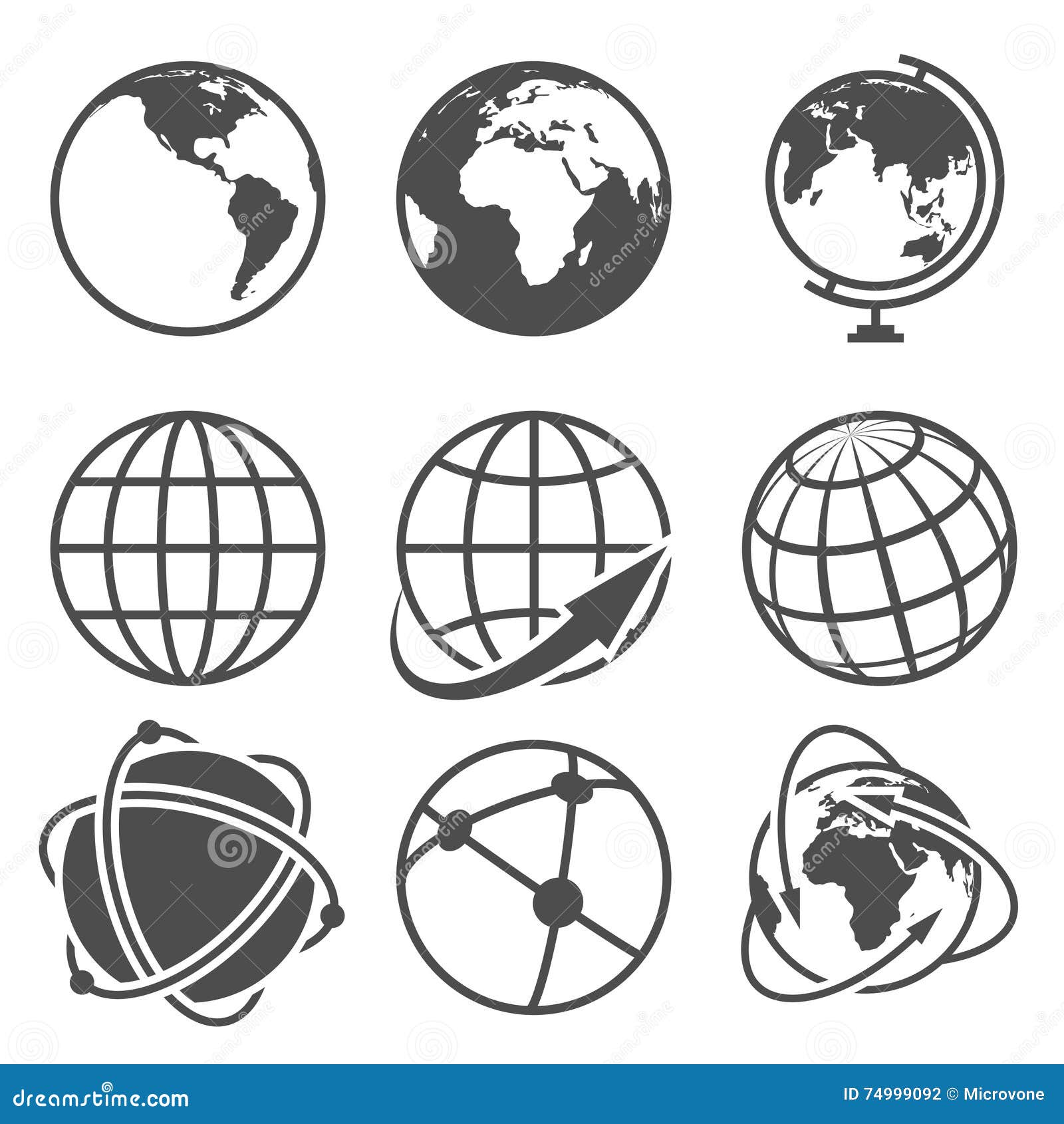 Globe Earth Vector Icons Set Stock Vector - Illustration of element ...
