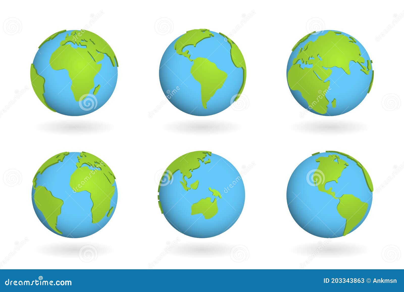 Globe Earth World Sign. Vector Planet, 3d Map on the Ball Shape Stock ...