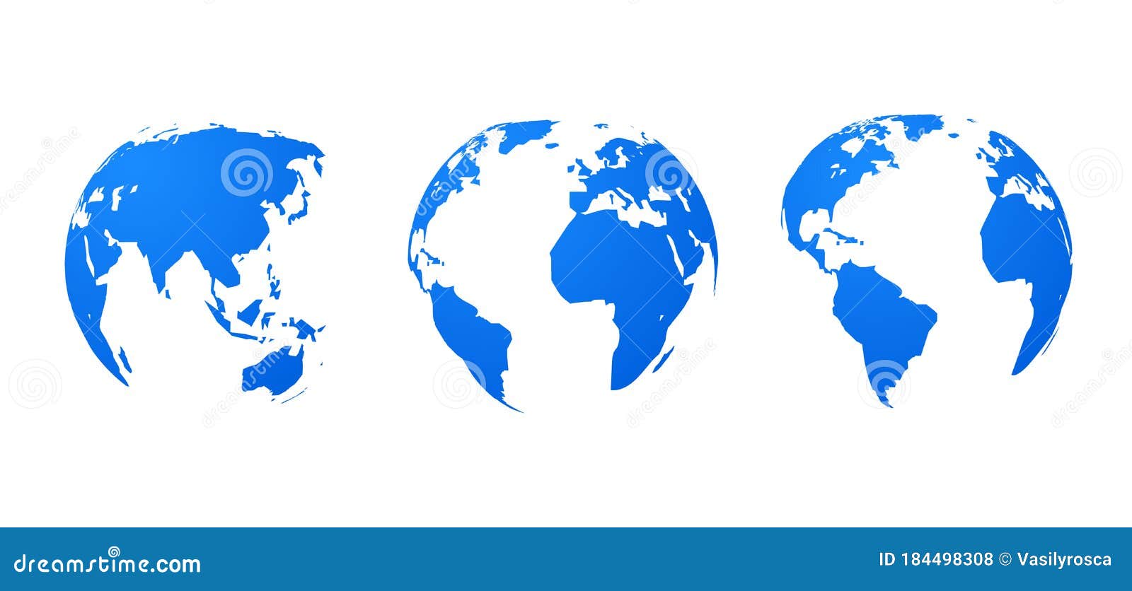 Globe Earth World Vector Map. 3d Blue Transparent Digital Planet Round ...