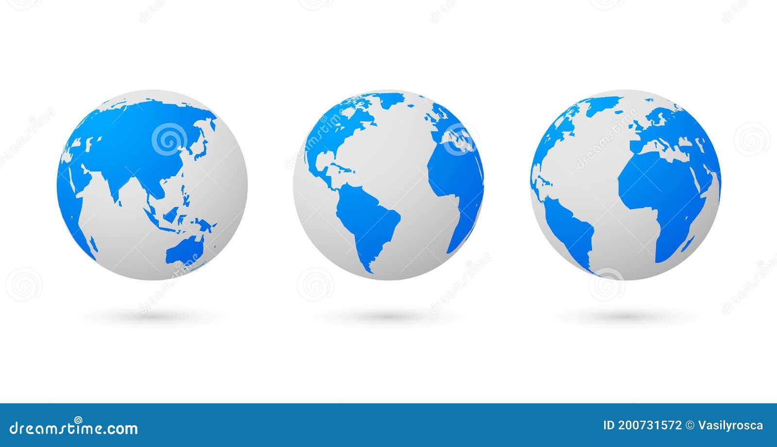 Globe Earth World Vector Map. 3d Blue Transparent Digital Planet Round ...