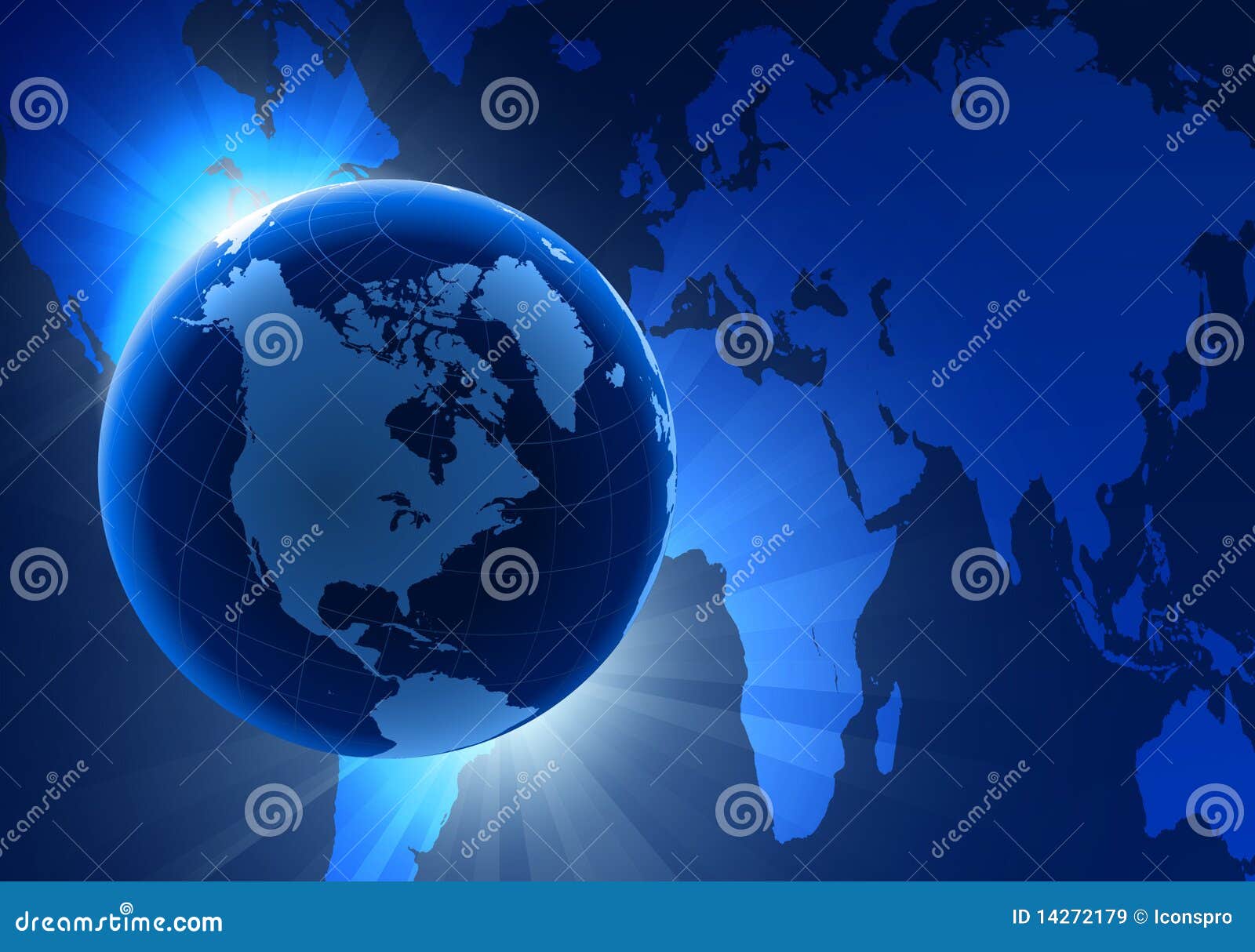 Globe on Eclipse Background with World Map Stock Illustration ...
