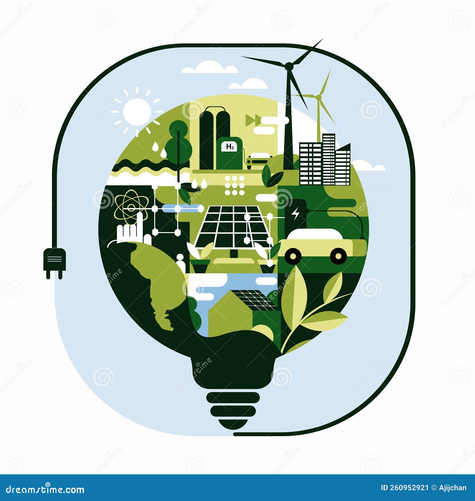Concept of Eco Friendly Energy Sources Stock Vector - Illustration of ...