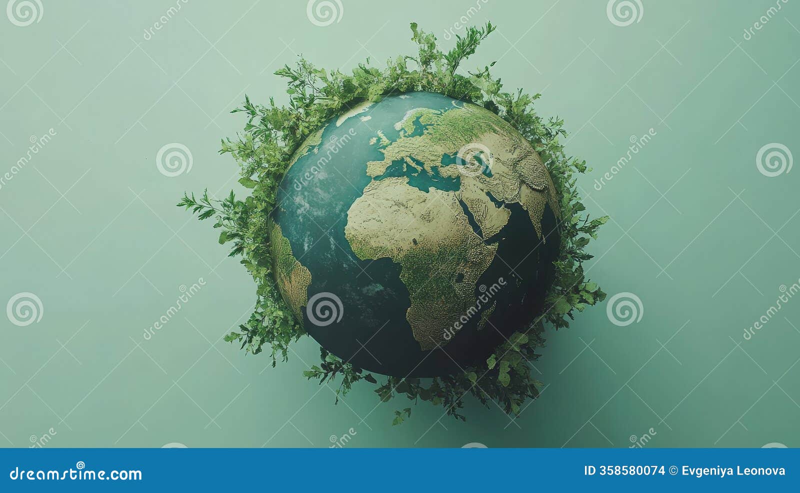 A Globe Embellished with Greenery Representing Water Conservation and ...