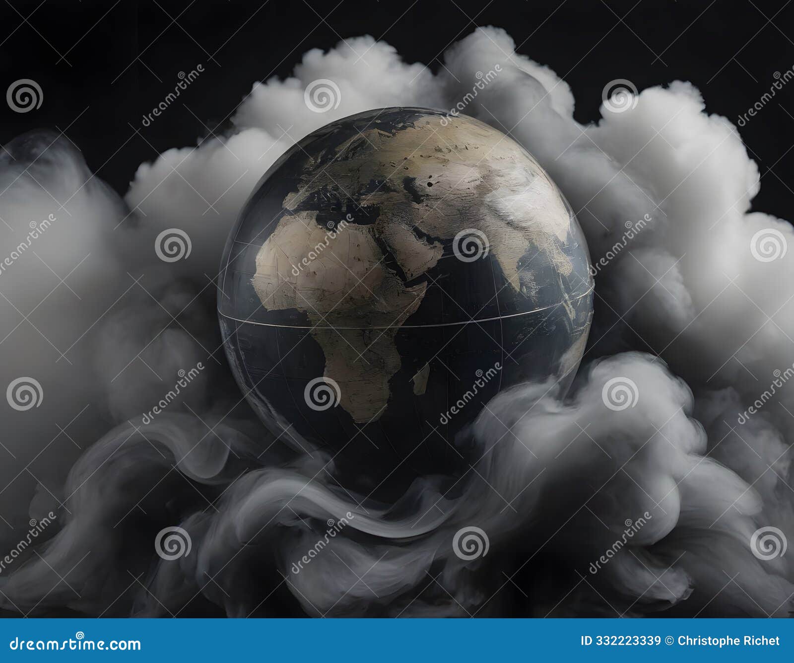 Globe Emerging from a Cloud of Smoke To Illustrate, for Example ...