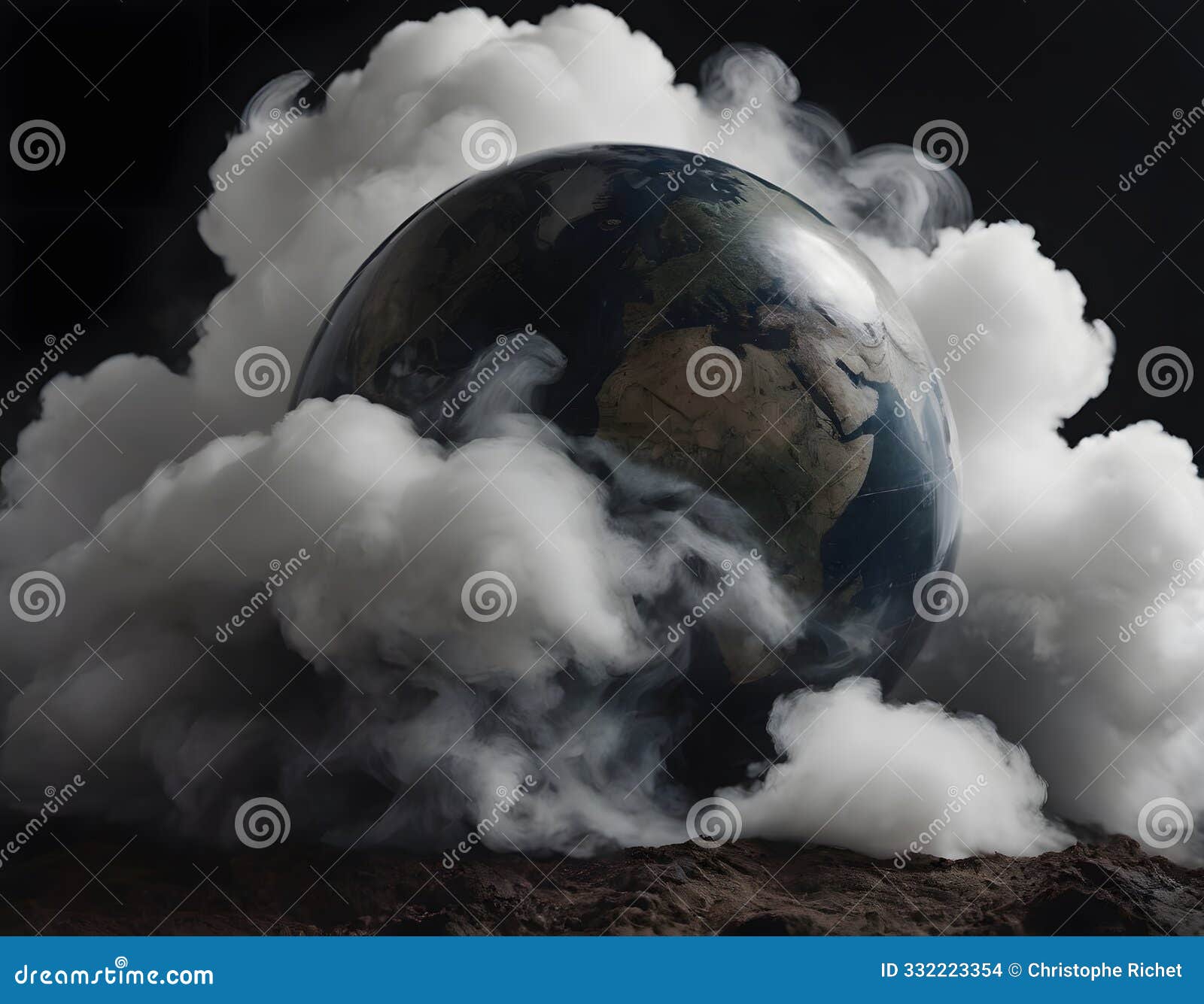 Globe Emerging from a Cloud of Smoke To Illustrate, for Example ...