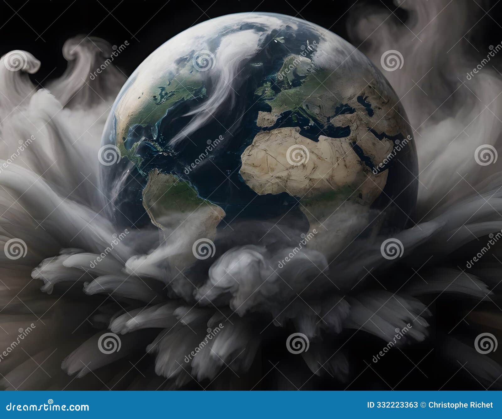 Globe Emerging from a Cloud of Smoke To Illustrate, for Example ...