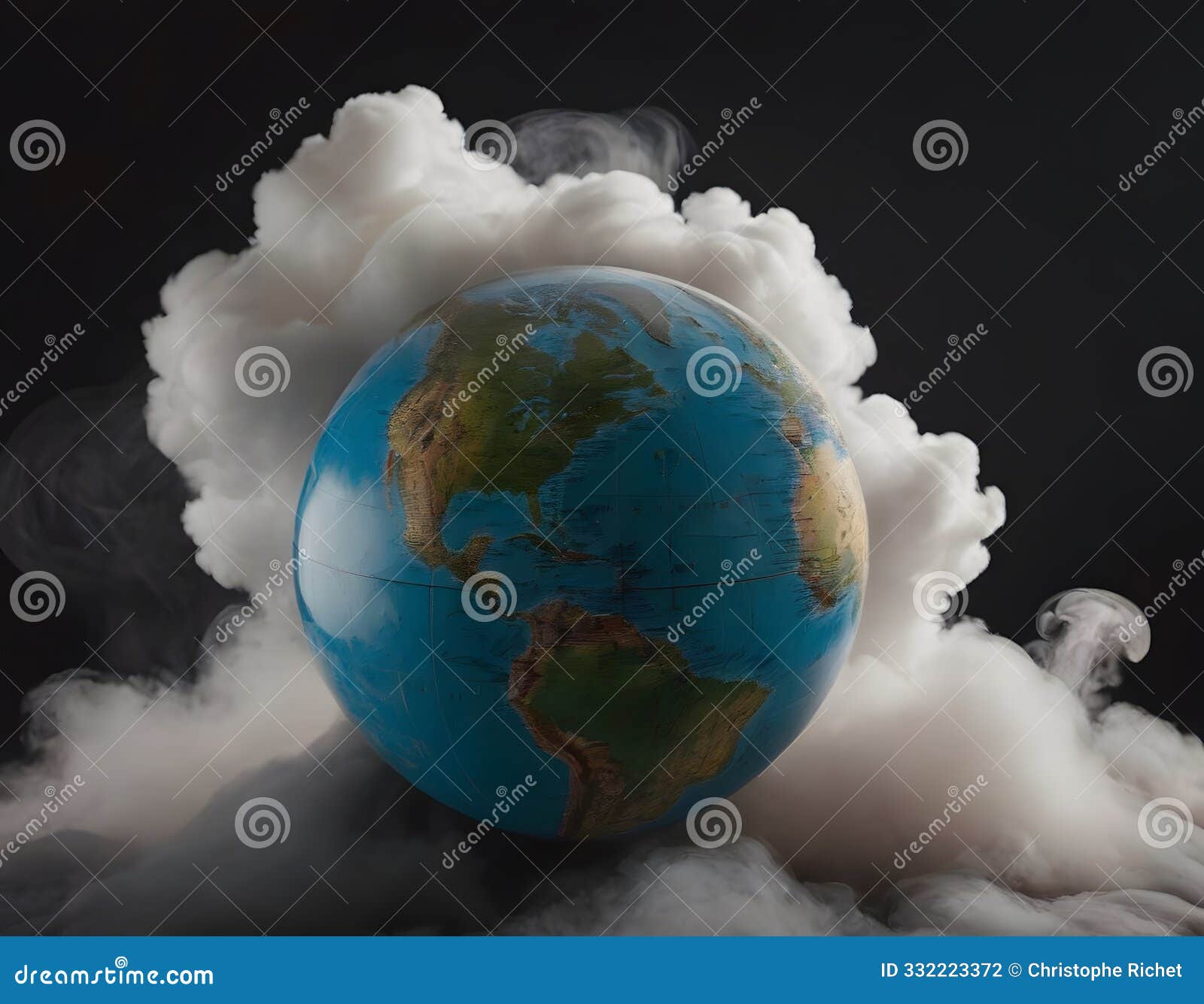 Globe Emerging from a Cloud of Smoke To Illustrate, for Example ...