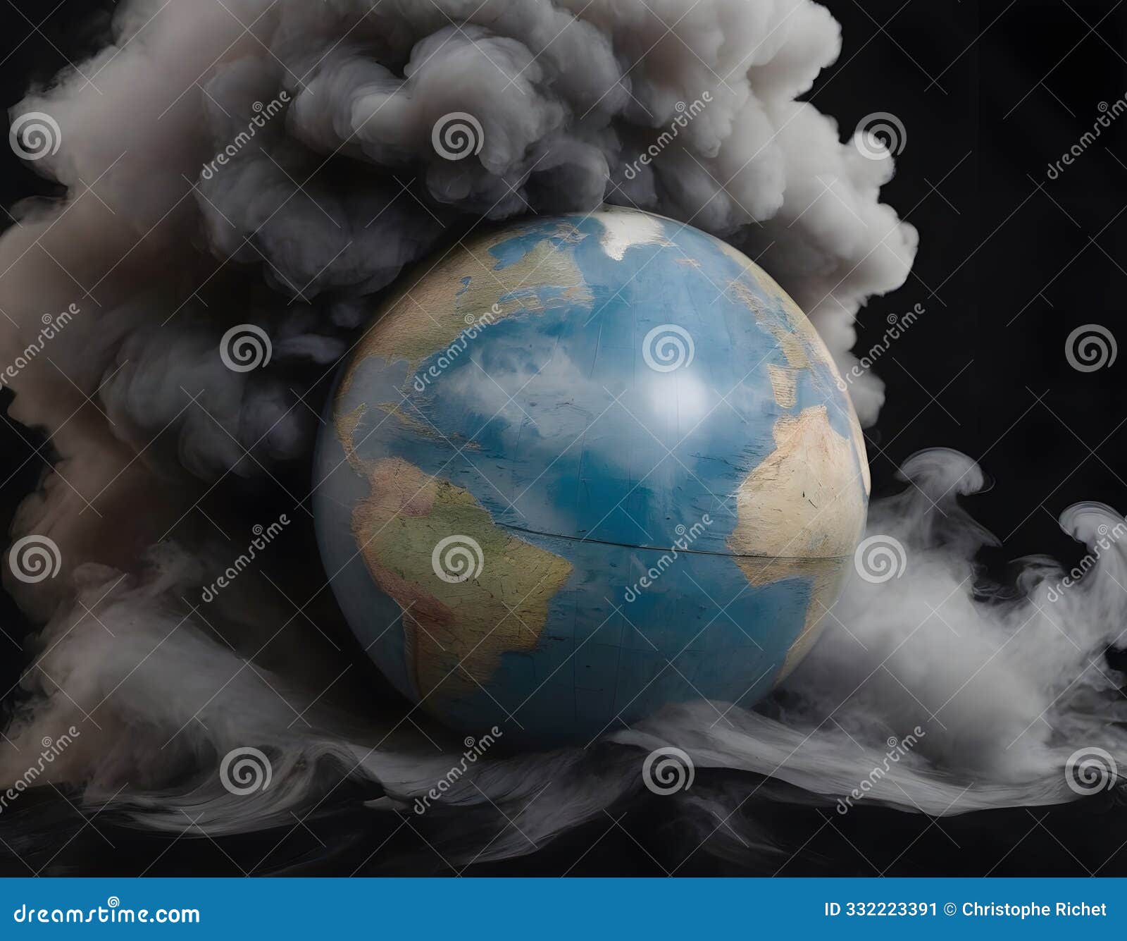 Globe Emerging from a Cloud of Smoke To Illustrate, for Example ...