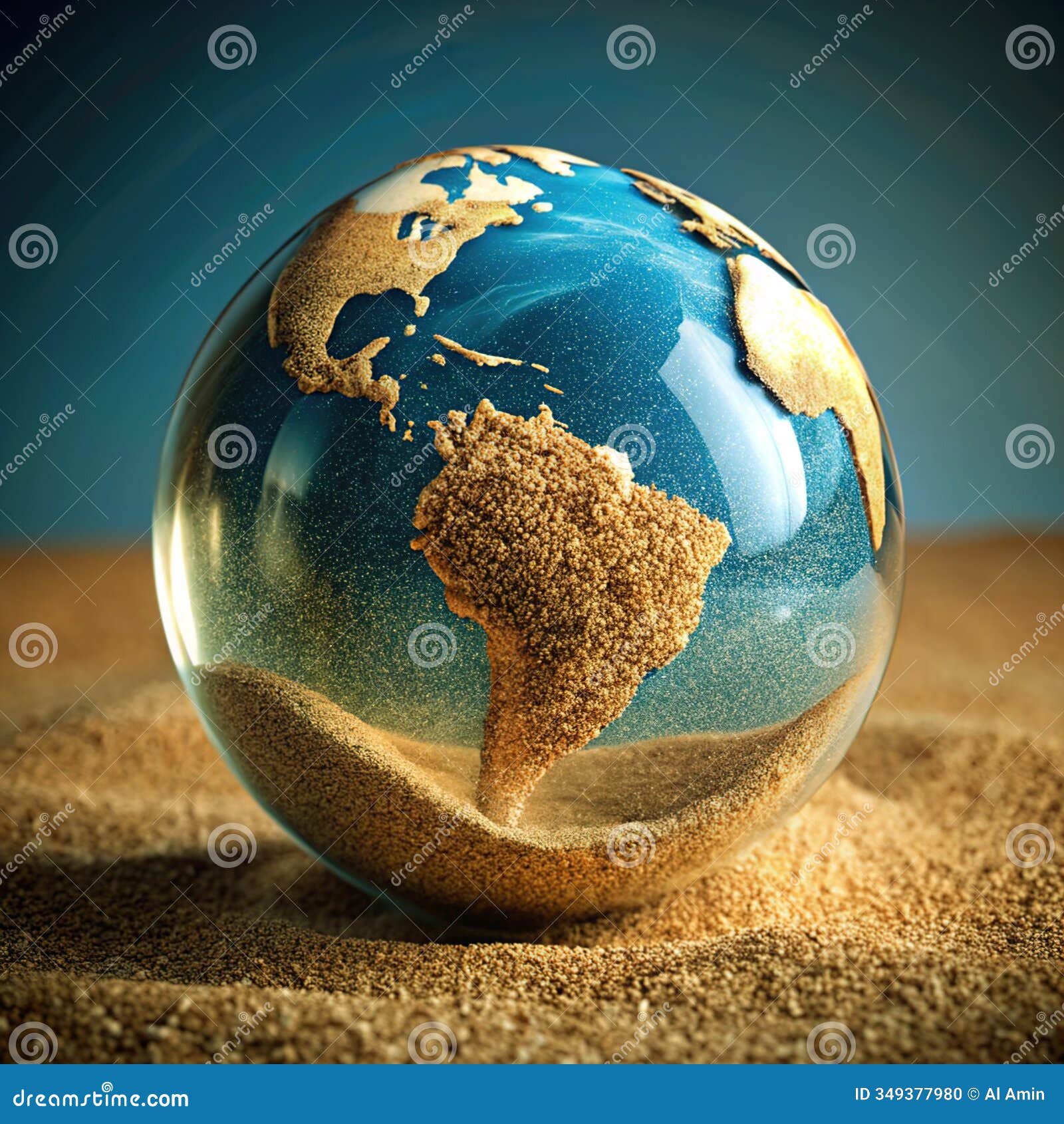 Globe Encircled by Floating Sand Grains Stock Illustration ...