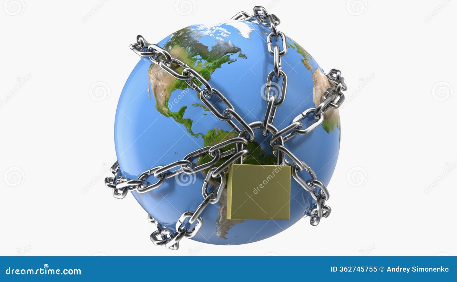 Globe Enclosed with Chains and Secure Lock Stock Image - Image of ...
